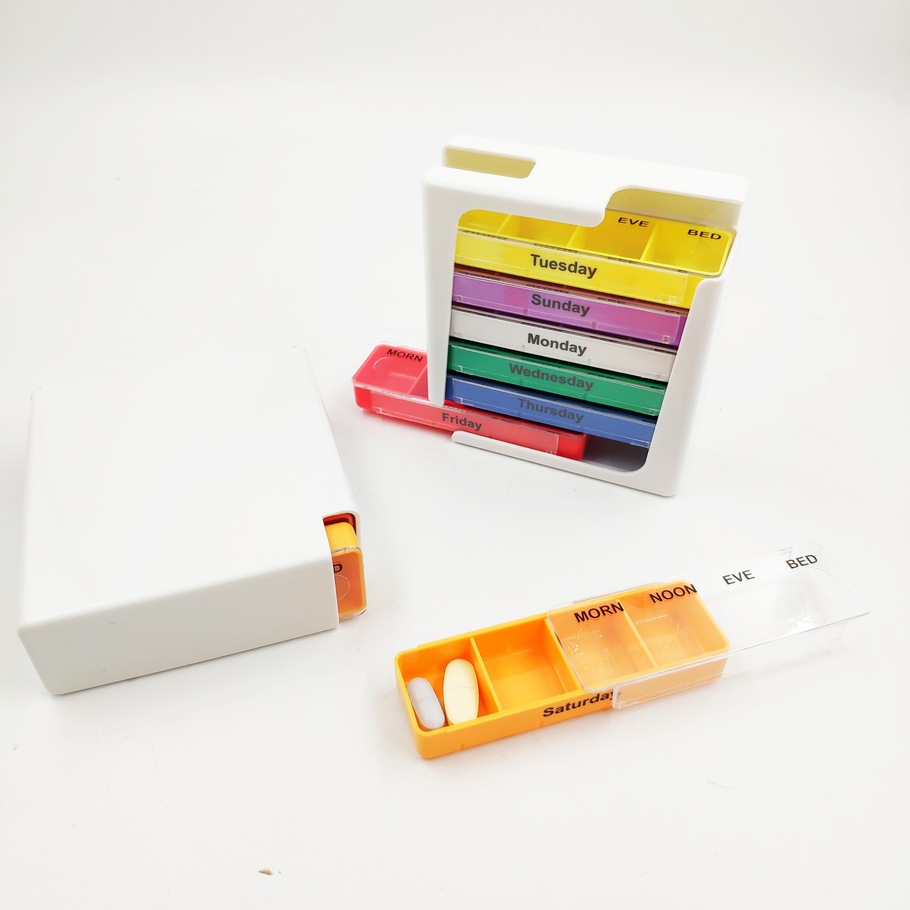 28 4 5 Pill Box Organizer 4 Times A Day Stackable AM PM Tablet Holder ...
