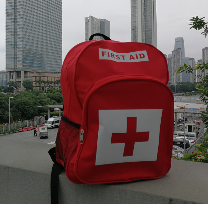 First Aid Backpack Empty Medical First Aid Bag Red Emergency Treatment ...