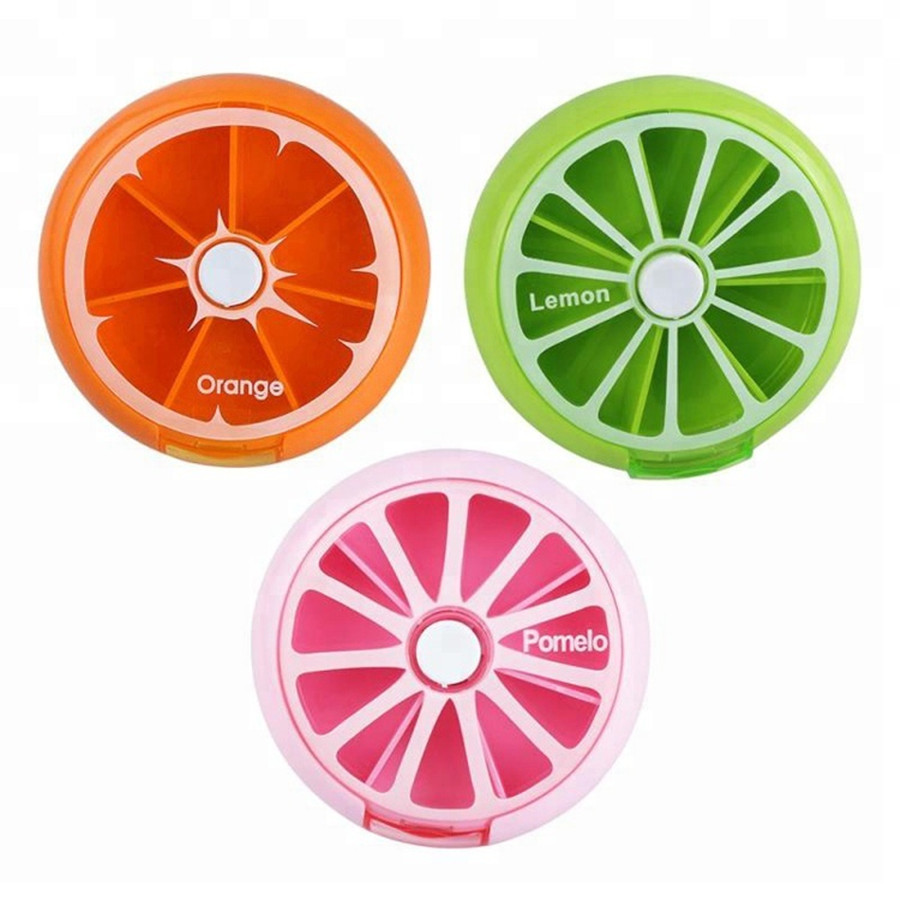 Orange Multi Mini Medicine Pill Dispenser Box One Month 28 Cases Travel ...