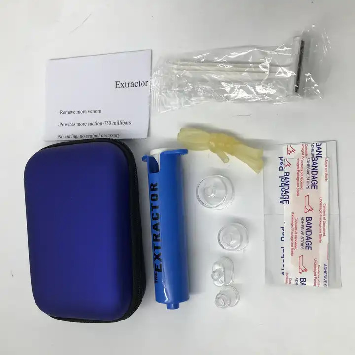 Blue EVA Travel First Aid Kit Venom Extractor Suction Pump Snake Bite ...